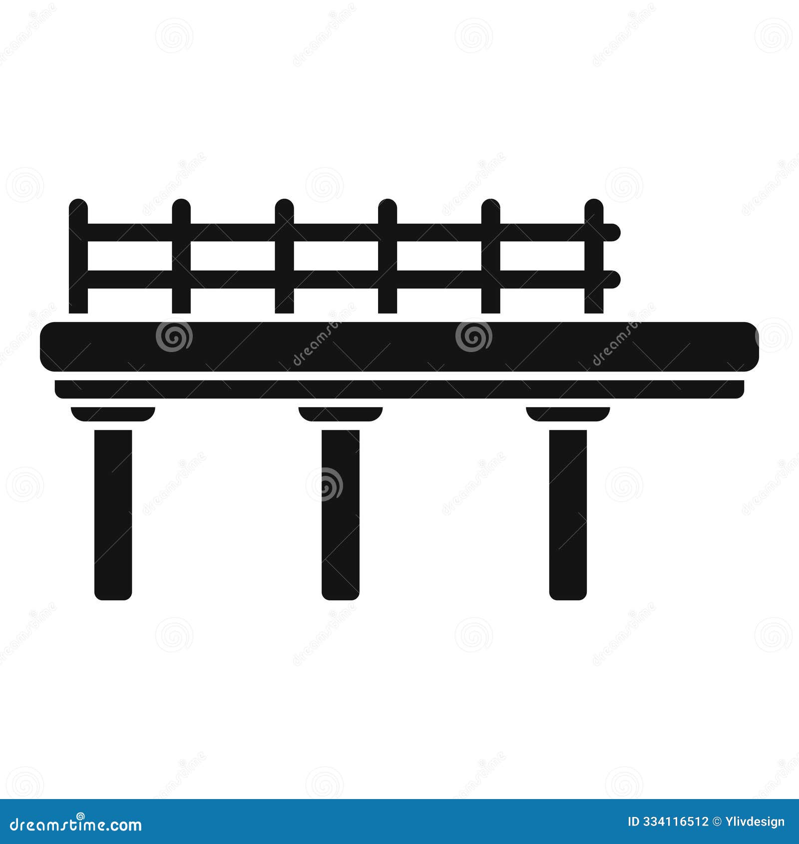 Bridge with Wooden Railing Connecting Two Sides Stock Illustration ...