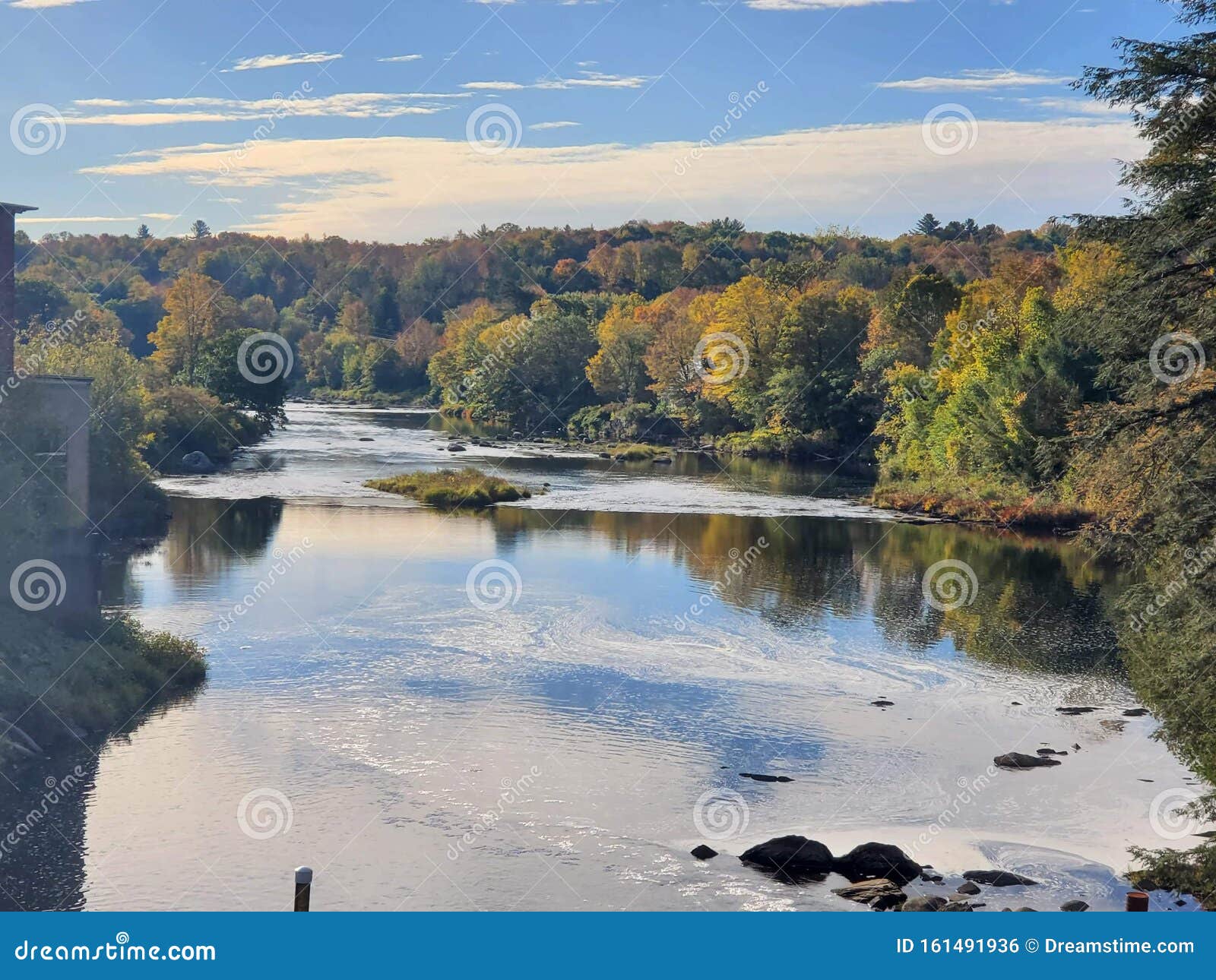 Bridge Work Color Change on the River Stock Photo - Image of work ...
