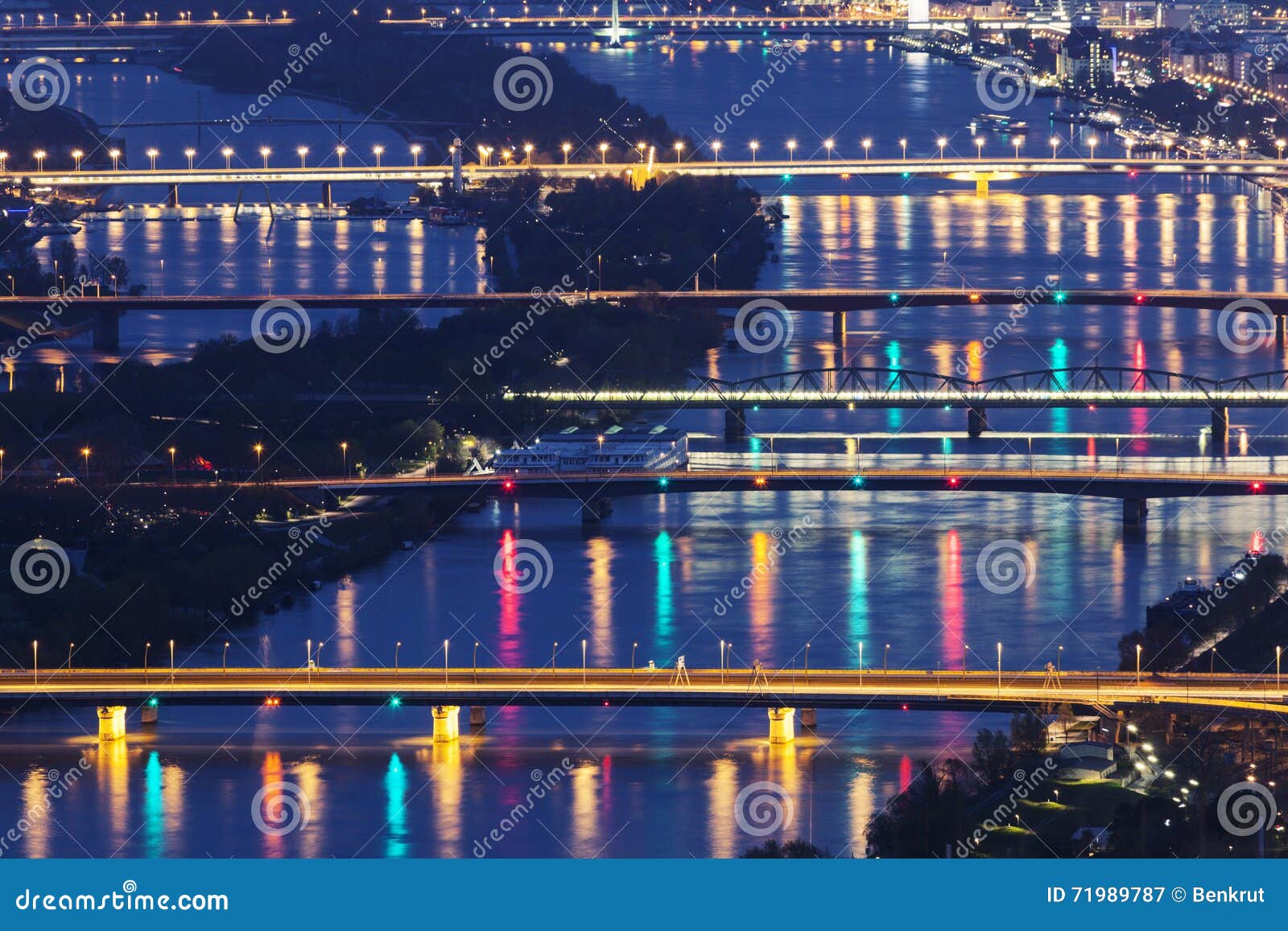 Bridges on Danube River in Vienna Stock Image - Image of europe, vienna ...