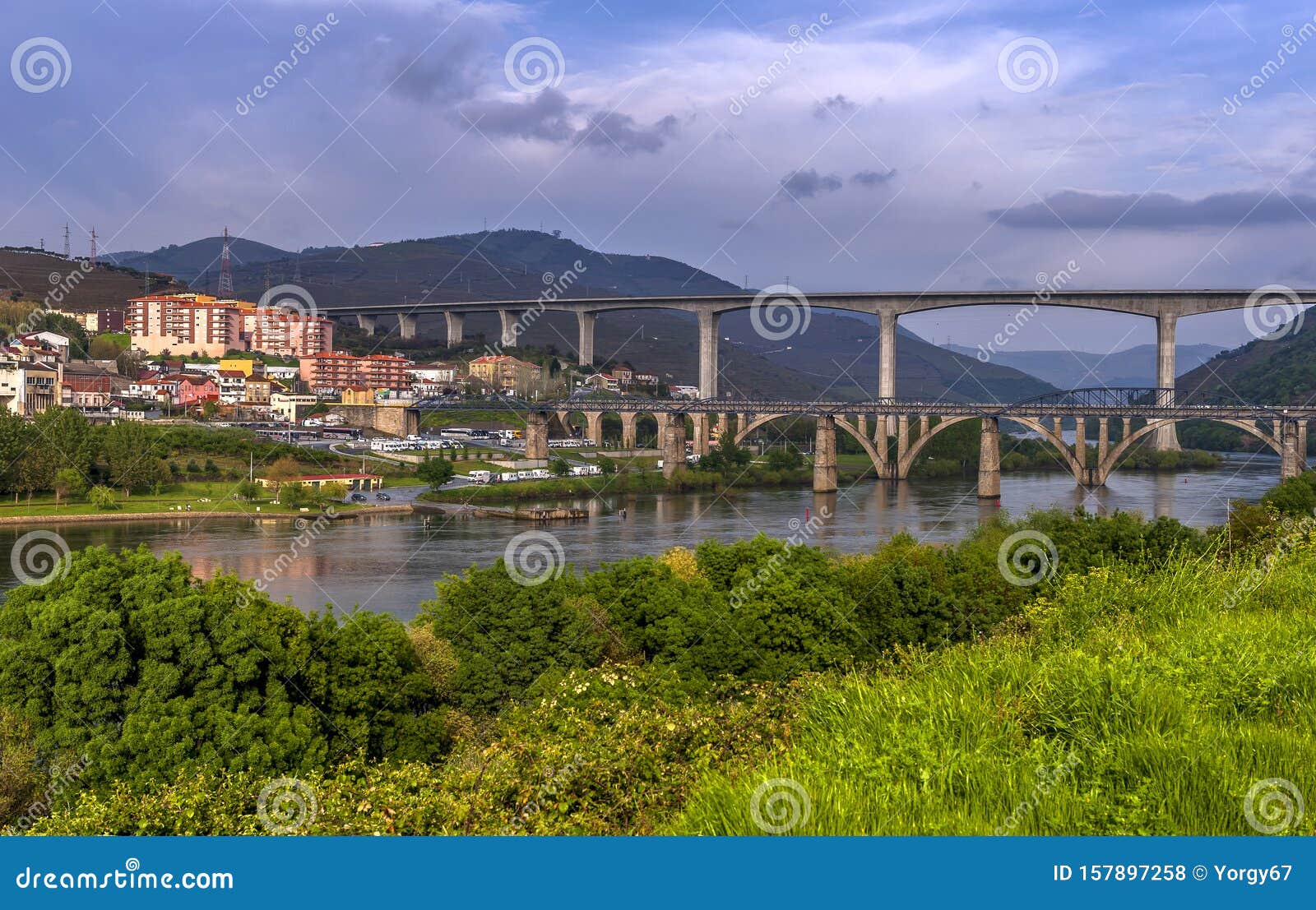 Bridges in Douro River Valley Stock Photo - Image of mountain, blue ...