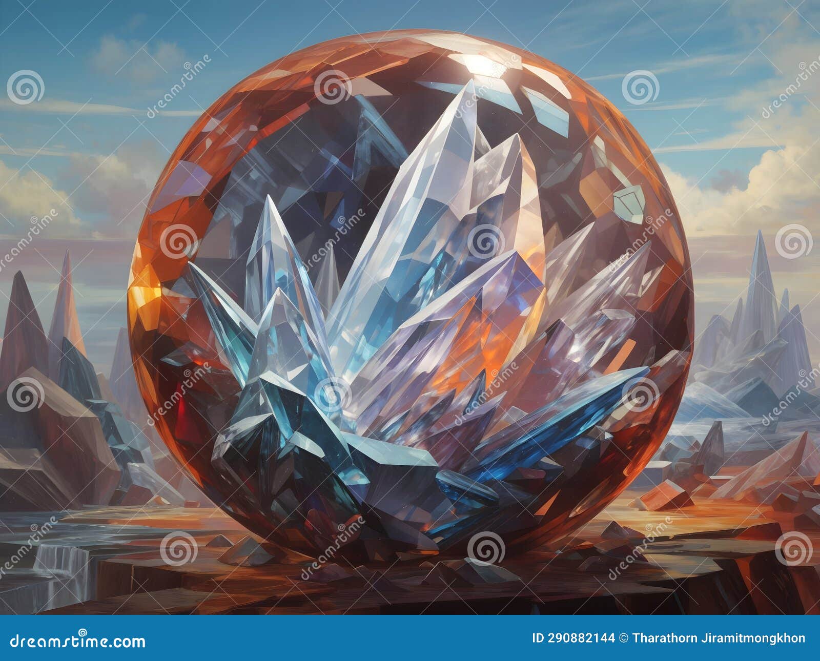 Bridges of the Elements: Enchanting Crystal of Elemental Picture Stock ...