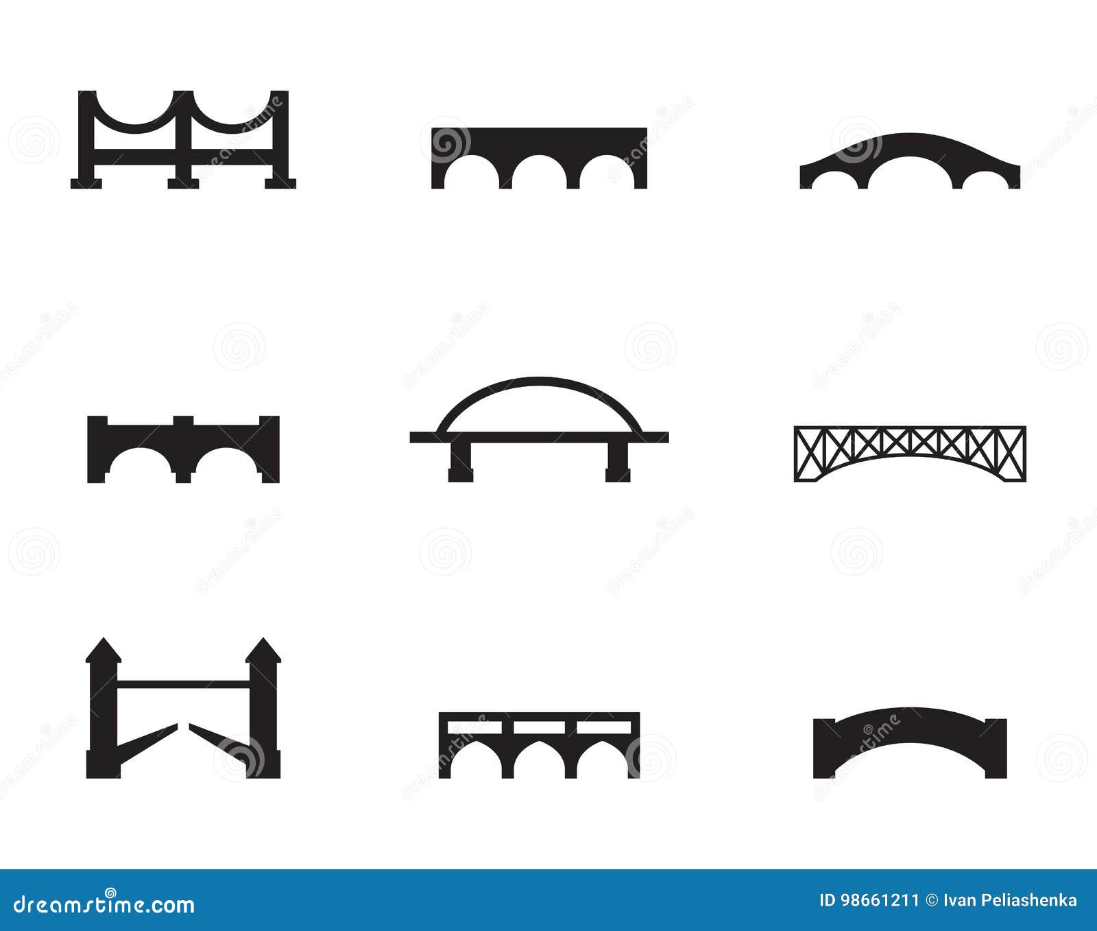 Bridges icons stock illustration. Illustration of design - 98661211