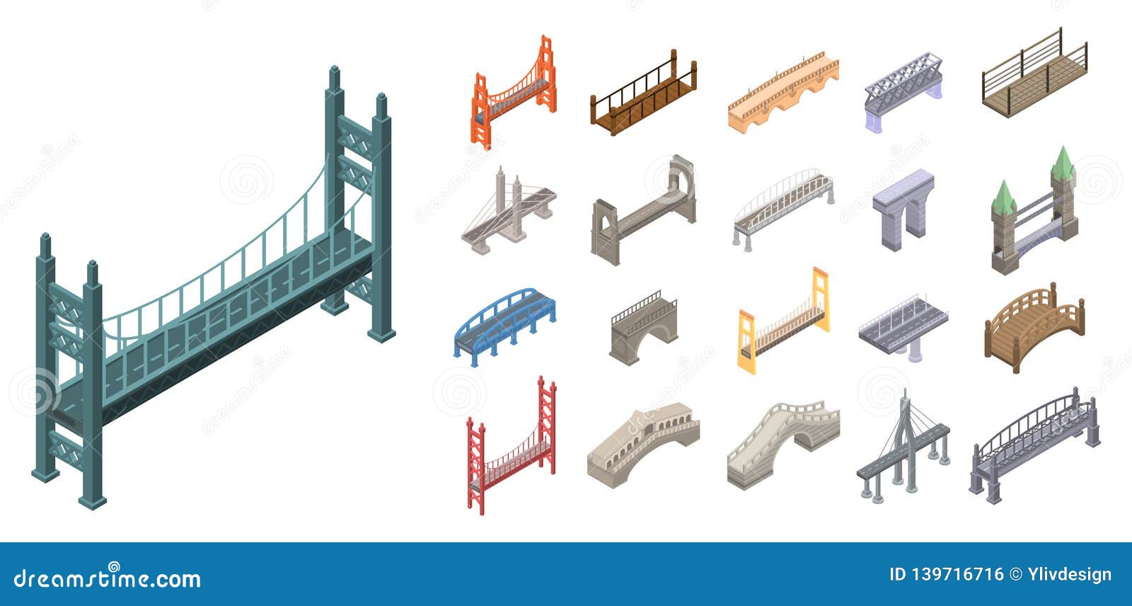 Isometric Bridges Flowchart Vector Illustration | CartoonDealer.com ...
