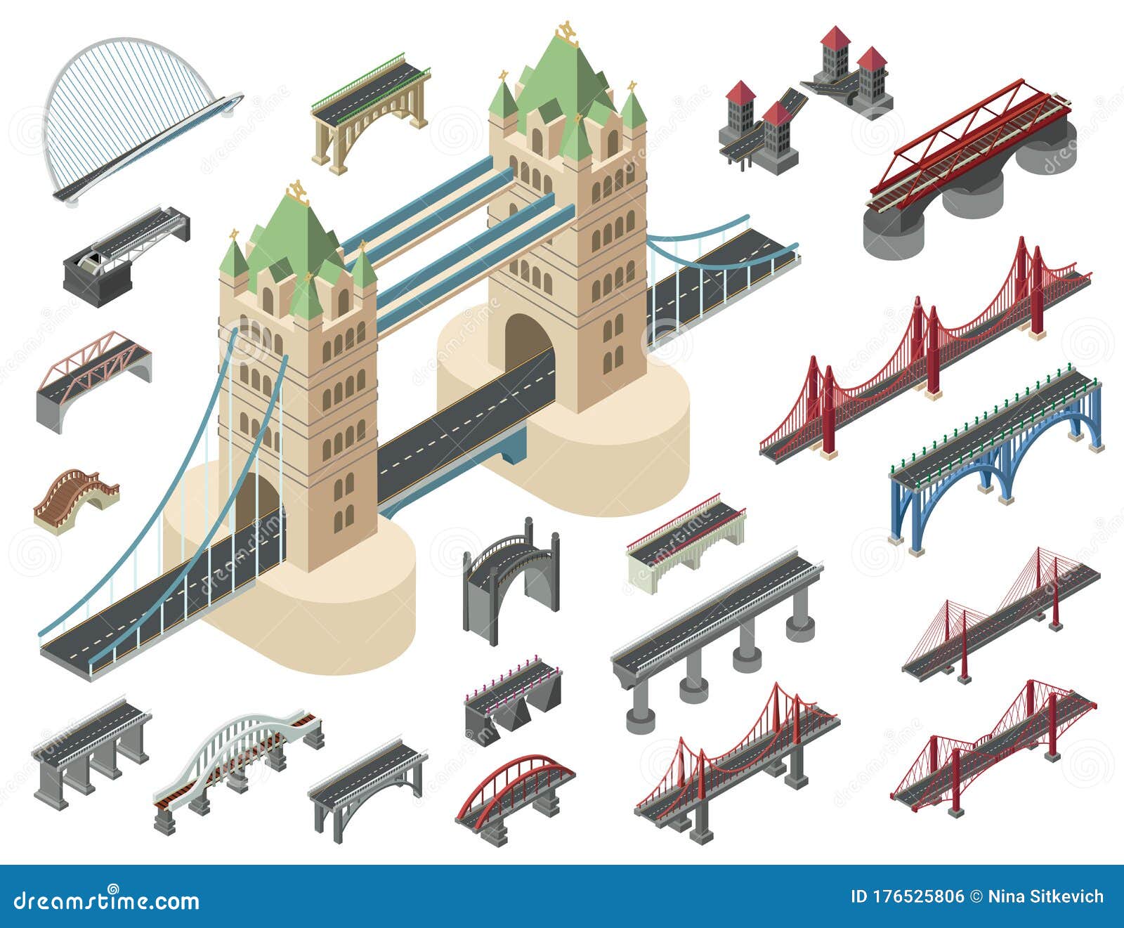 Isometric Bridges Flowchart Vector Illustration | CartoonDealer.com ...