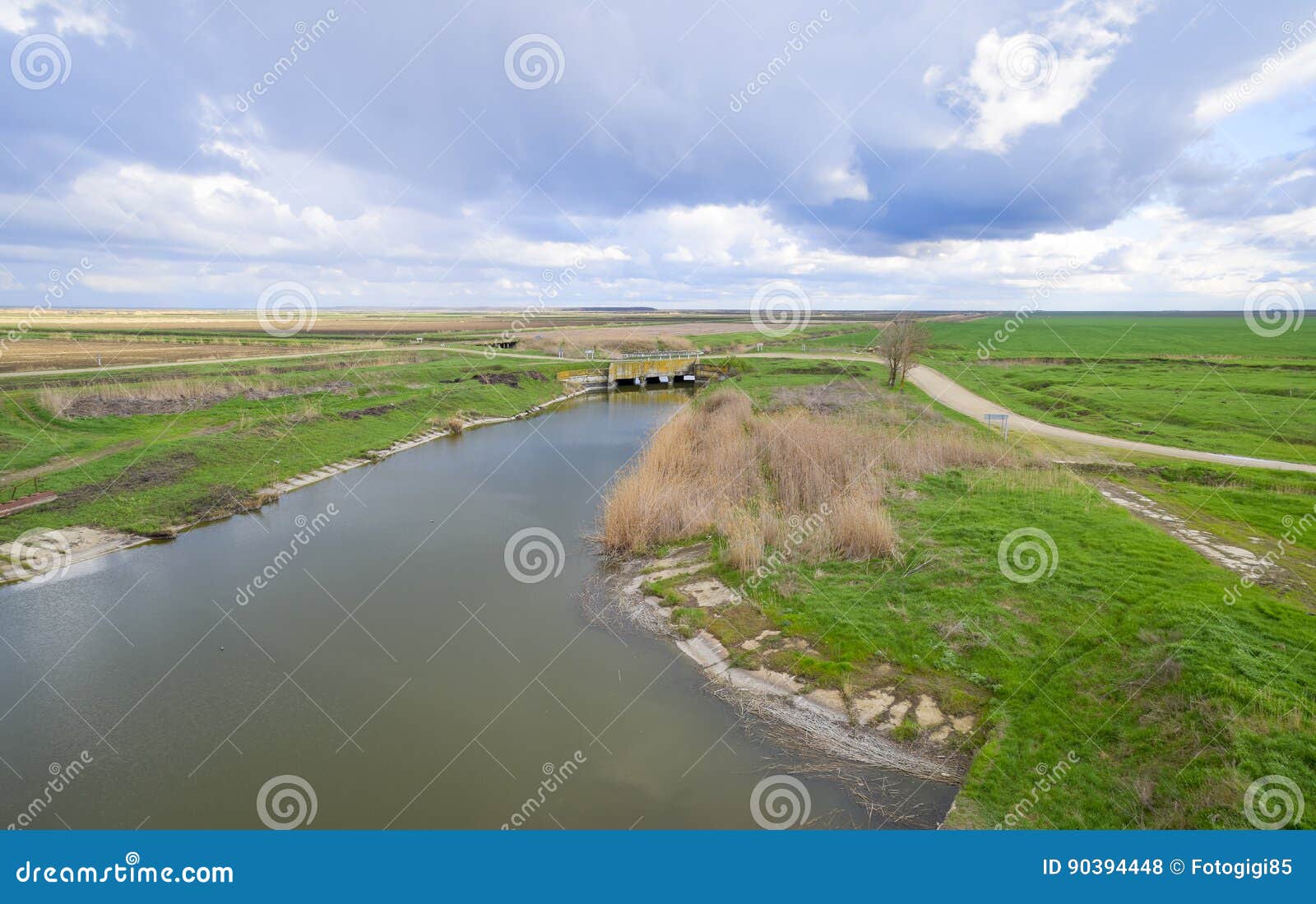 Bridges through Irrigation Canals. Rice Field Irrigation System Stock ...