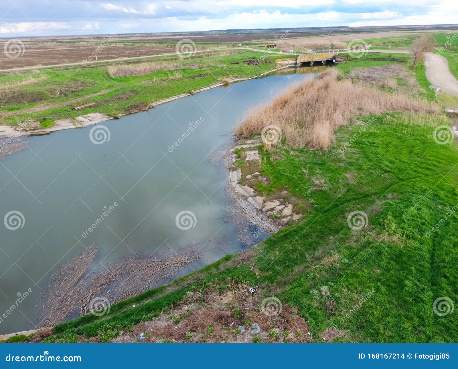 Bridges Through Irrigation . Rice Field Irrigation System Stock Photo ...