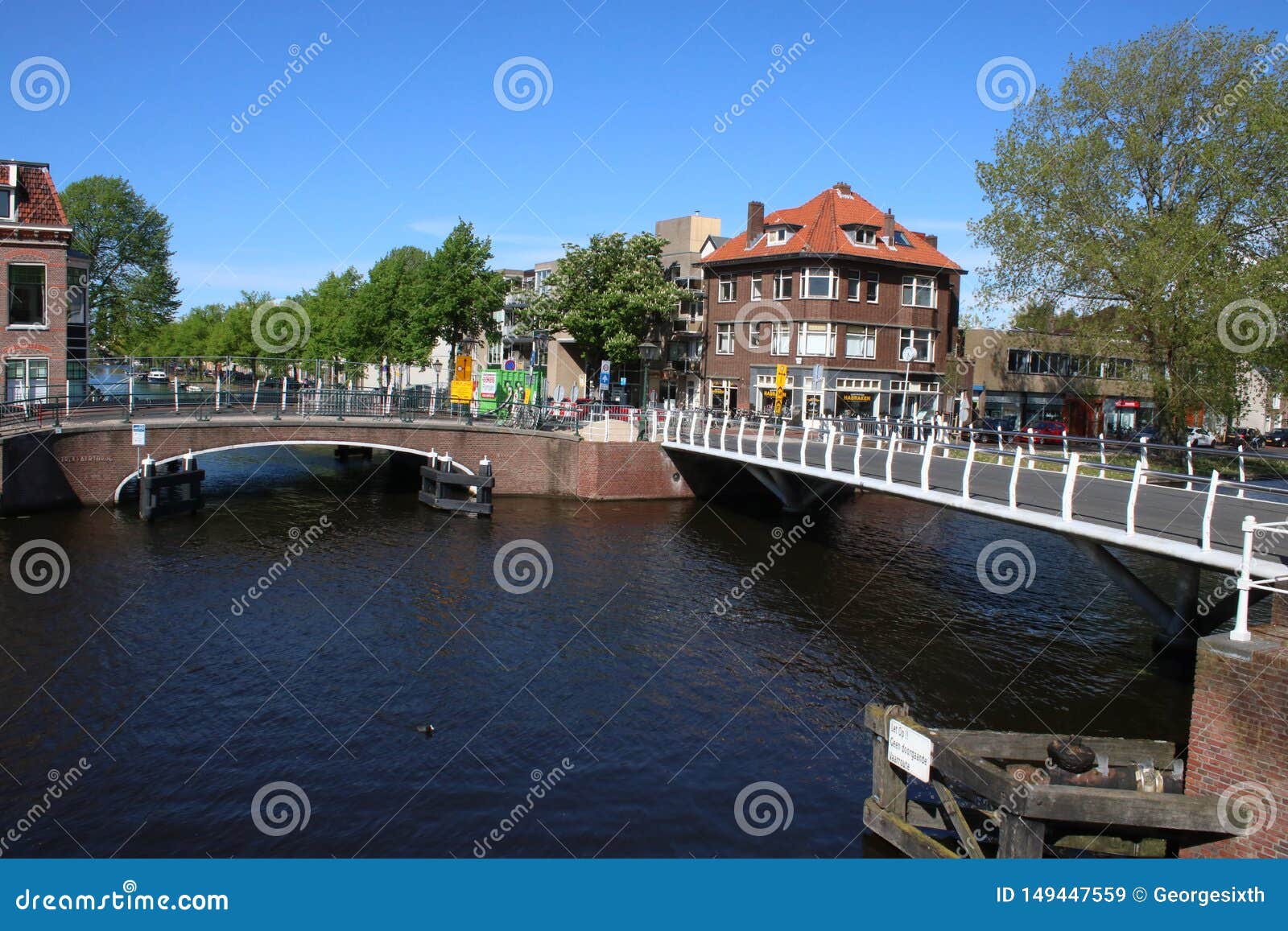 Bridges Over Canals in Leiden Netherlands Editorial Stock Image - Image ...