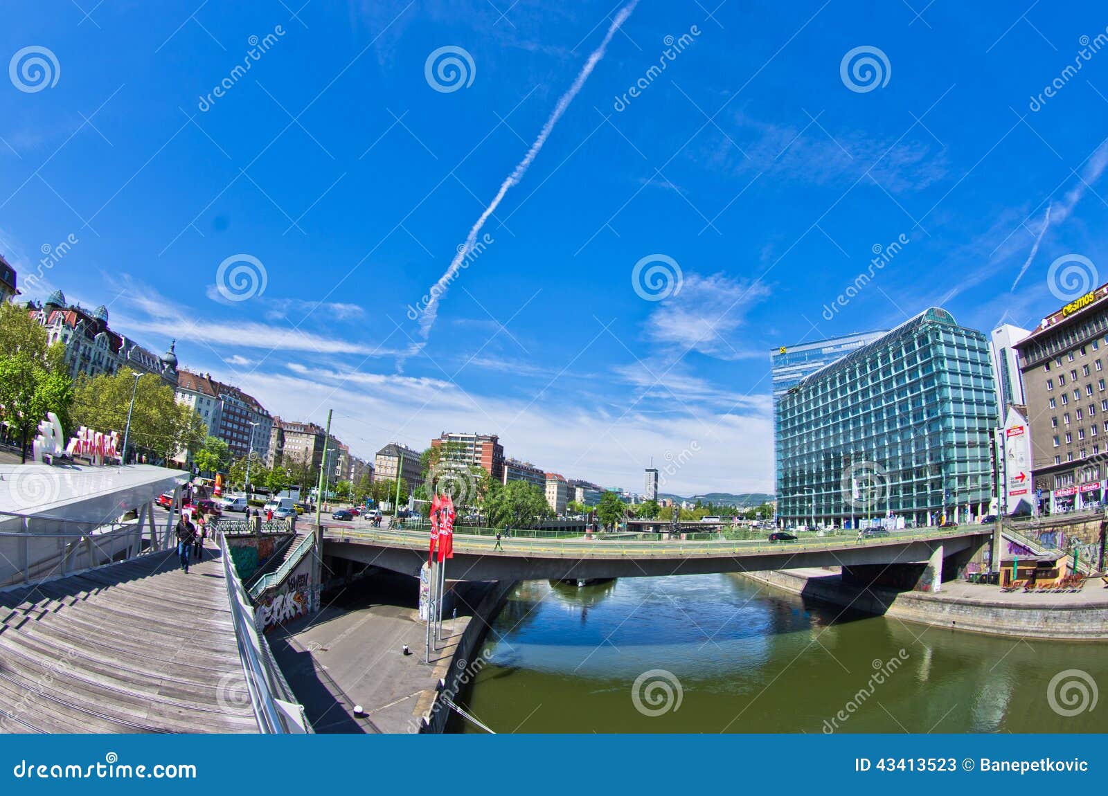 Bridges Over Channel of Danube River in Vienna Editorial Stock Photo - Image of blue, bridge ...