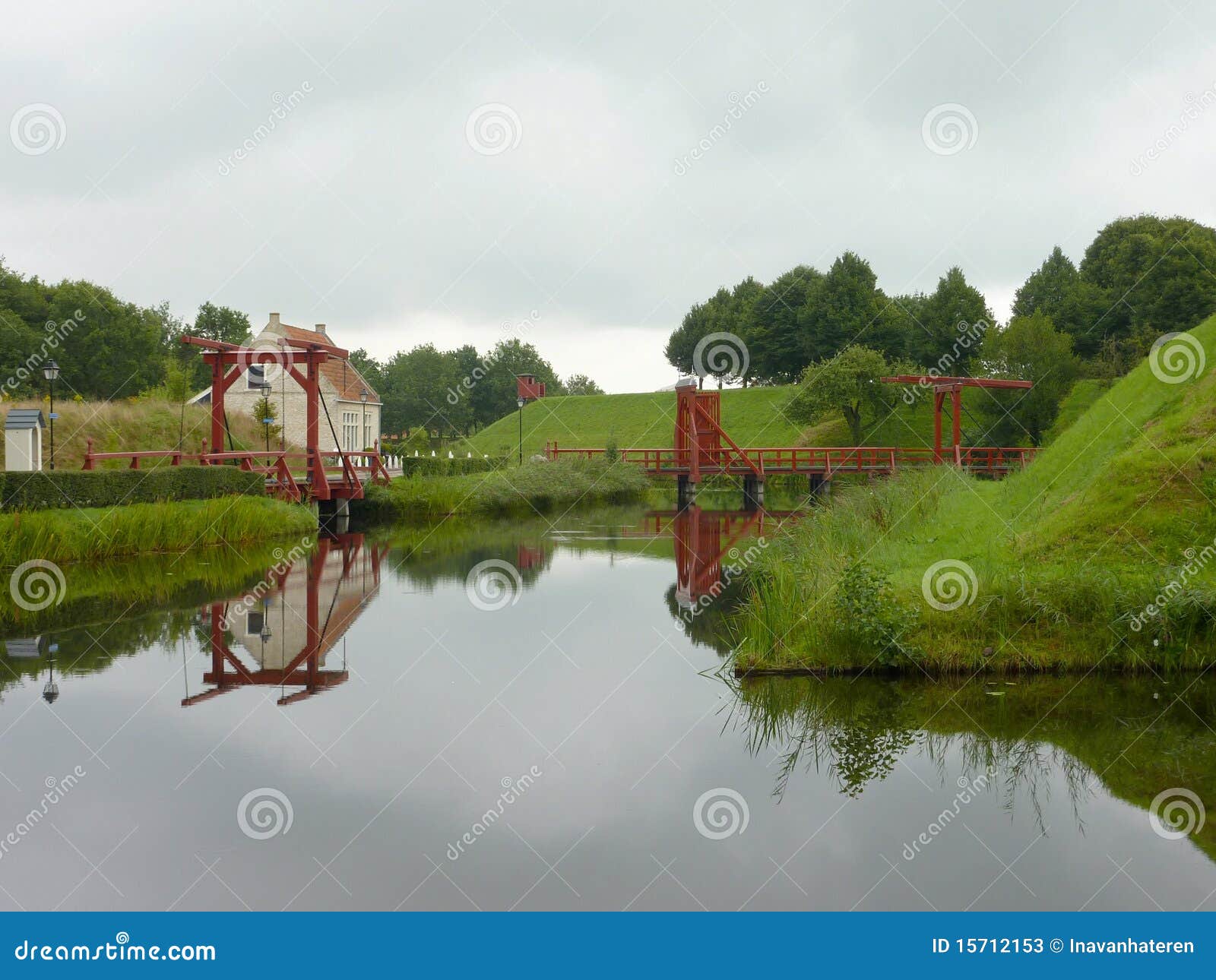 Bridges Over the Fortress Moat Stock Image - Image of moat, netherlands ...