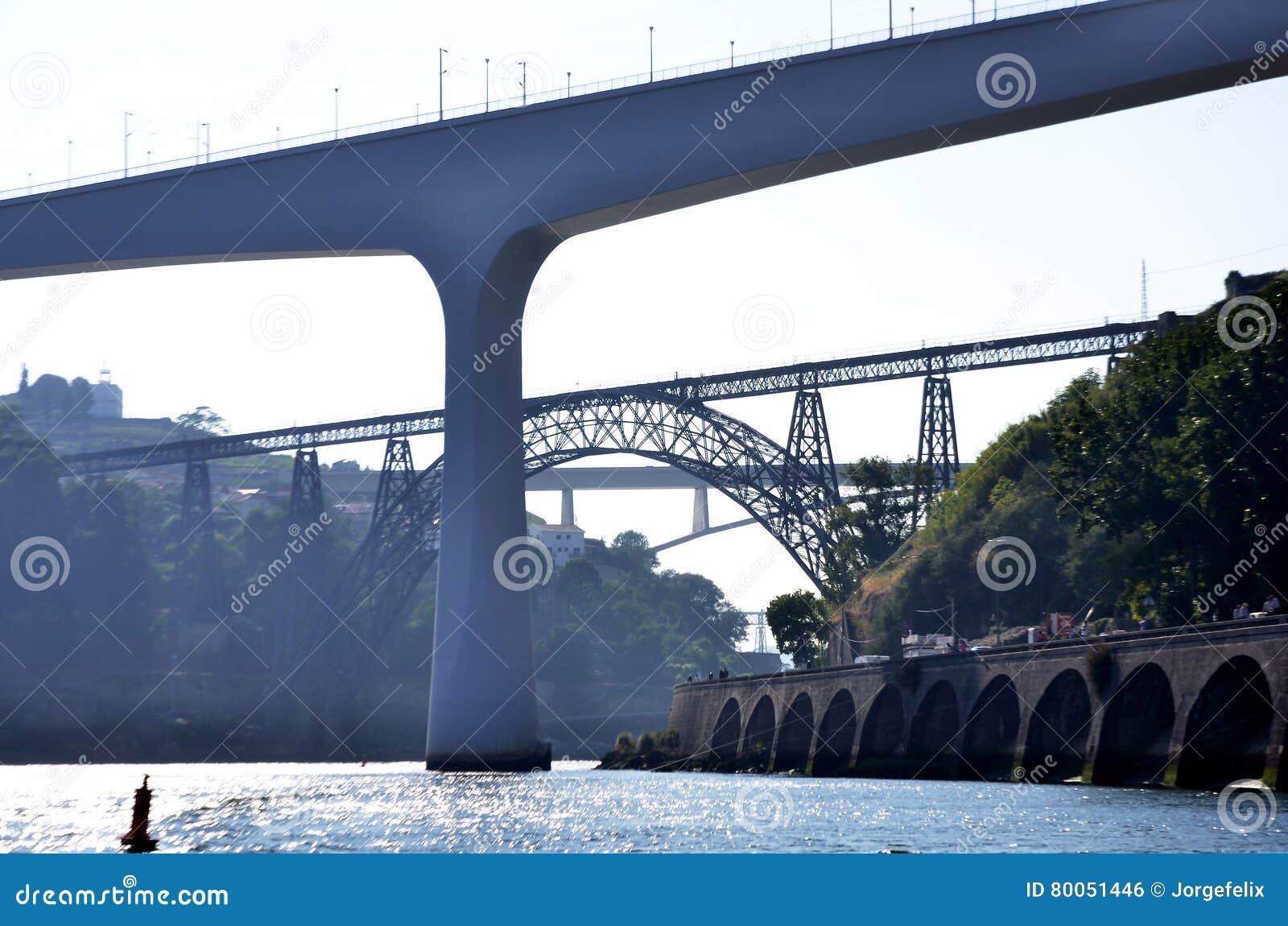 Bridges over river Douro stock photo. Image of portugal - 80051446