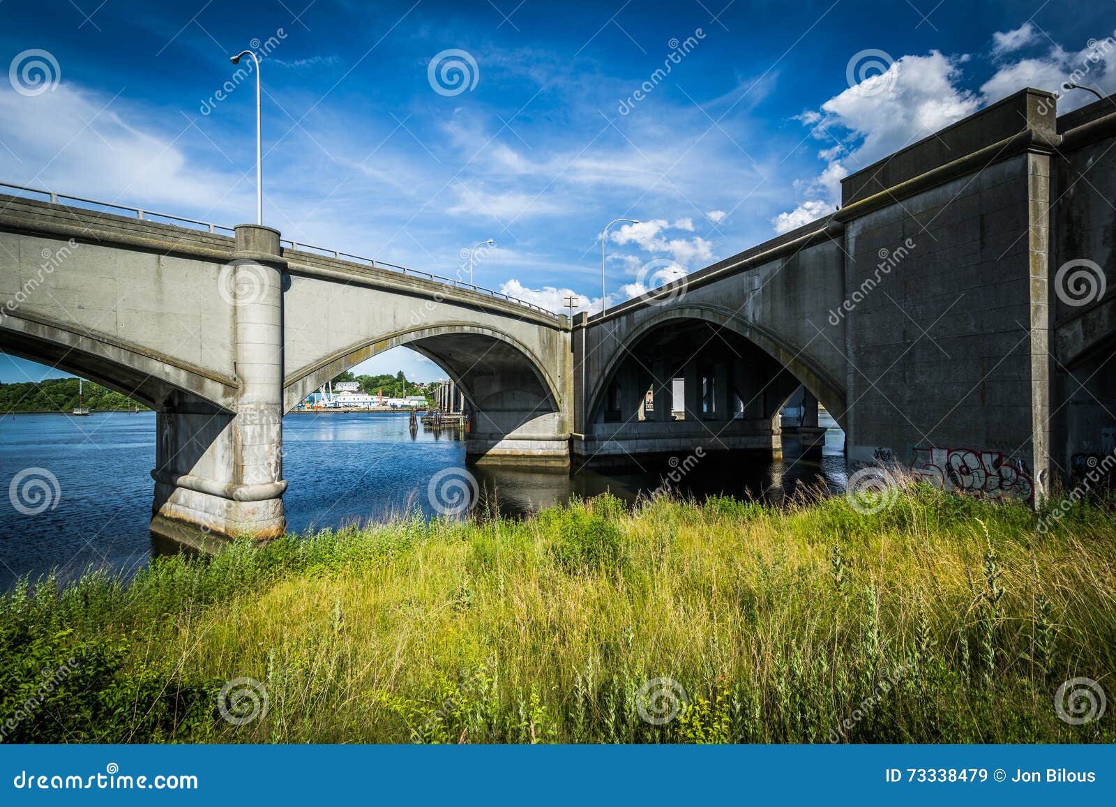 Bridges Over the Seekonk River in Providence, Rhode Island. Stock Image ...
