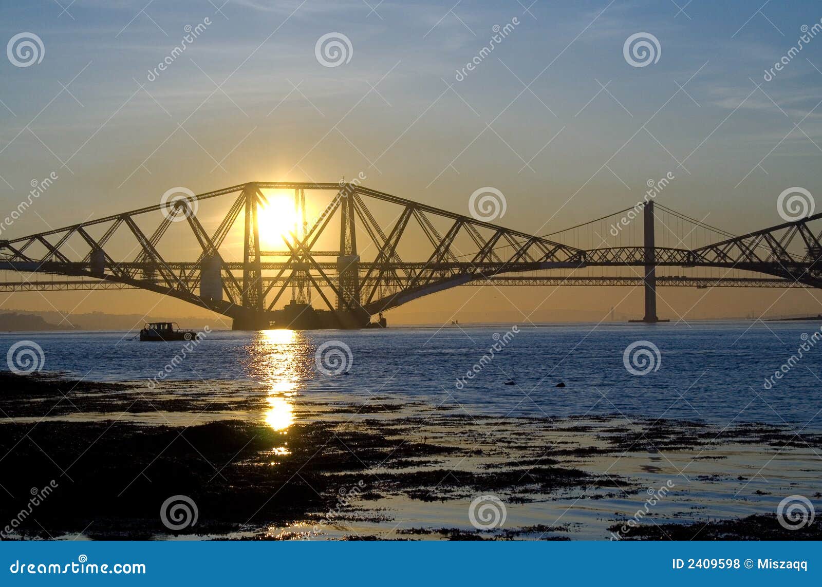 Bridges at sunset stock photo. Image of tide, bridge, fife - 2409598