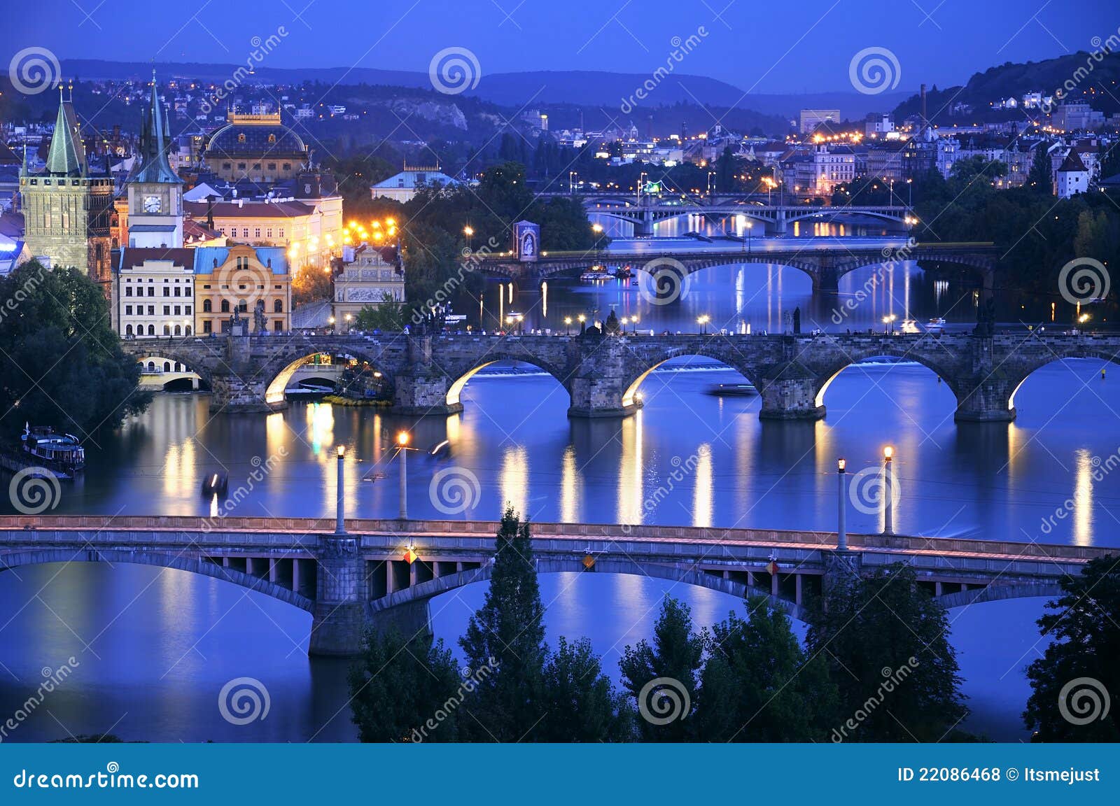Bridges of Vltava River in Prague. Stock Photo - Image of bridge, river ...