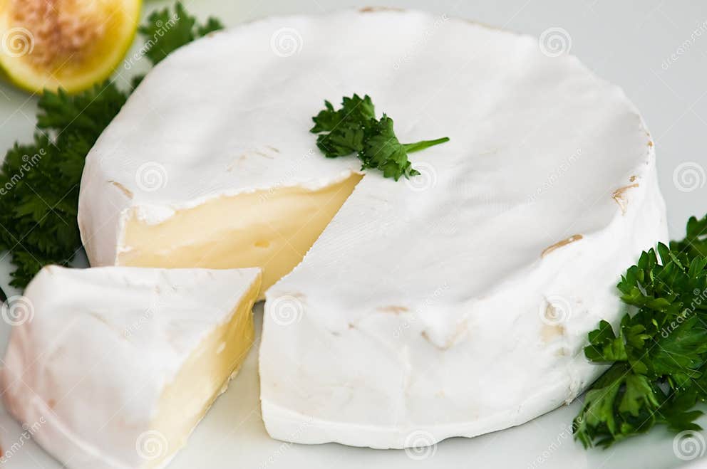 Brie Cheese stock image. Image of wheel, snack, parsley - 10824611