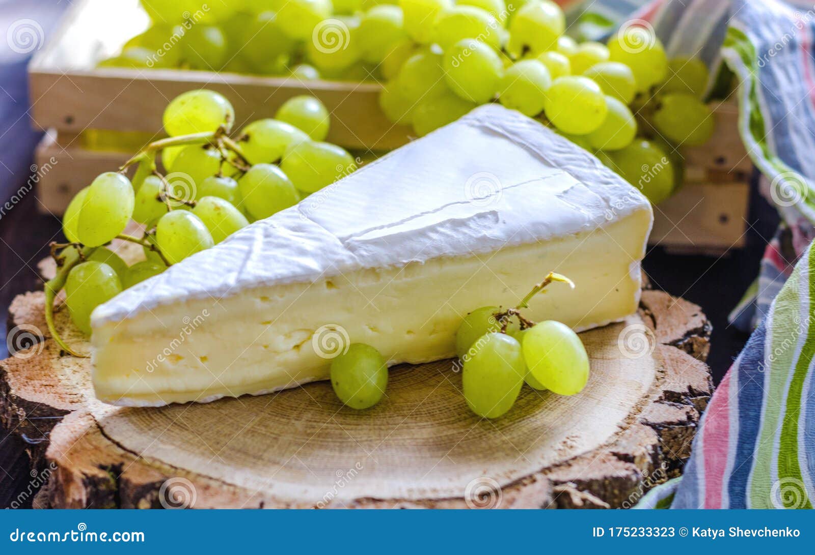 Brie cheese and grapes stock image. Image of food, gastronomy - 175233323