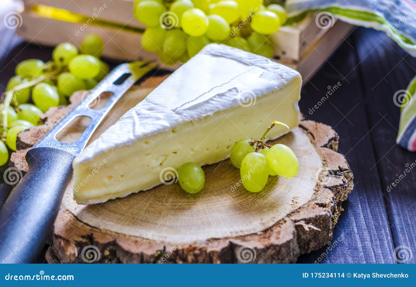 Brie cheese and grapes stock photo. Image of peel, dinner - 175234114