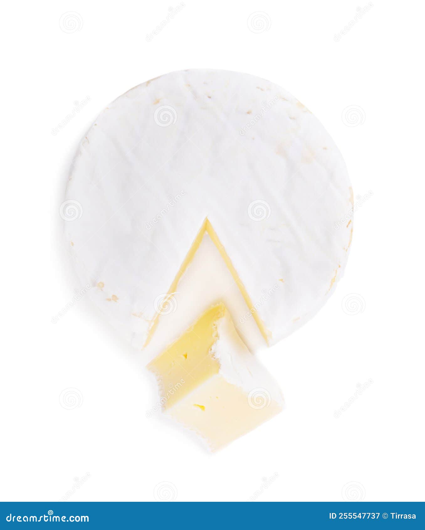 Brie Cheese Set with a Triangular Section Cut Out Stock Image - Image ...
