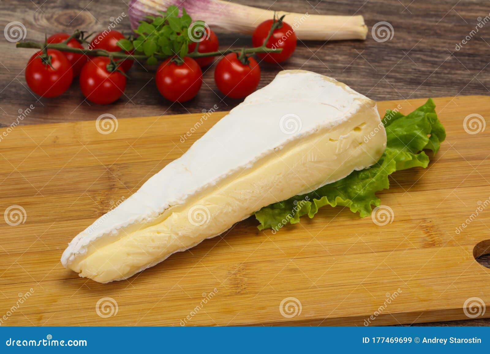 Brie Cheese Triangle Served Salad Stock Image - Image of board, wooden ...