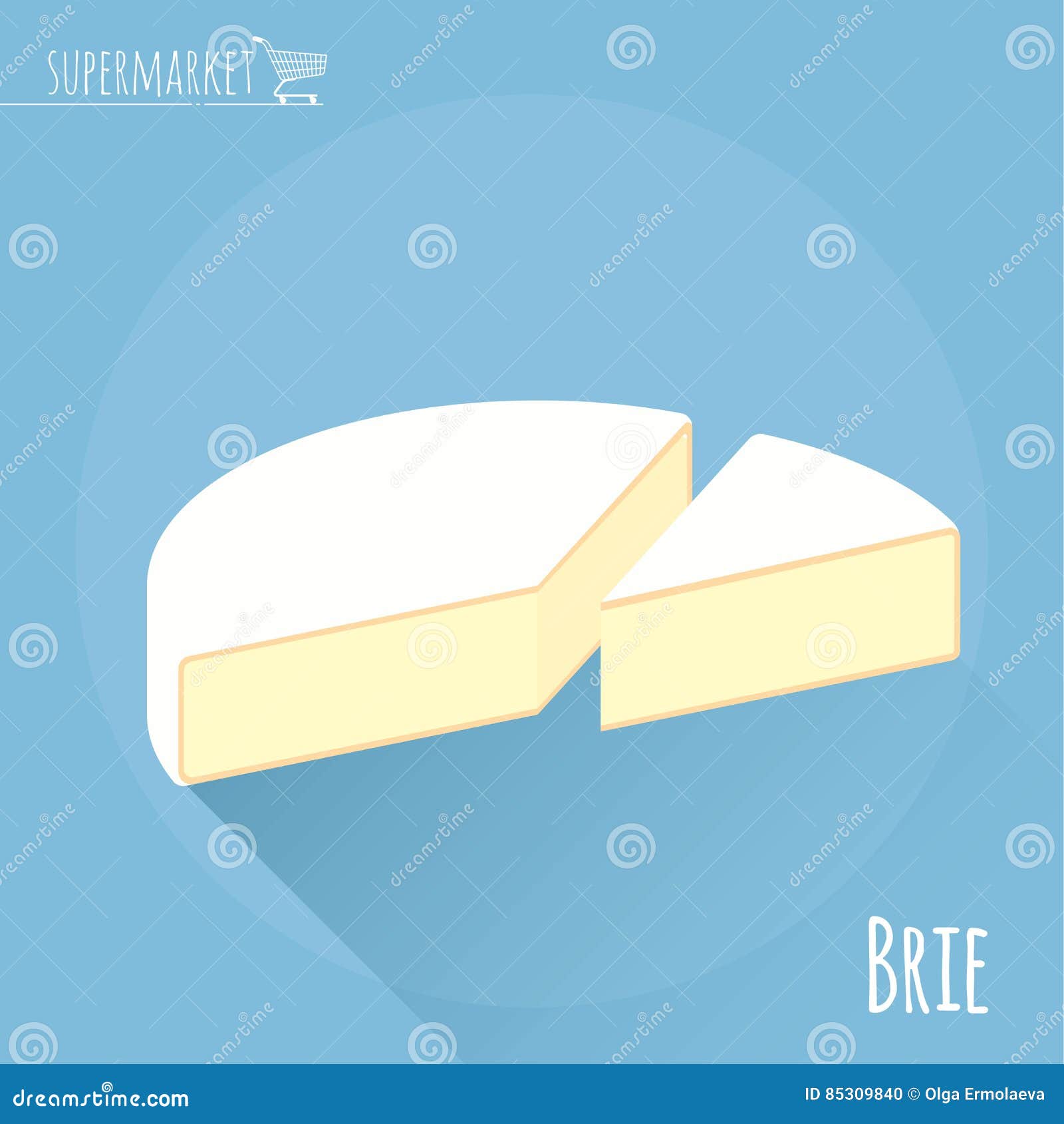 Brie Cheese With Rosemary Digital Art Illustration Isolated On White ...