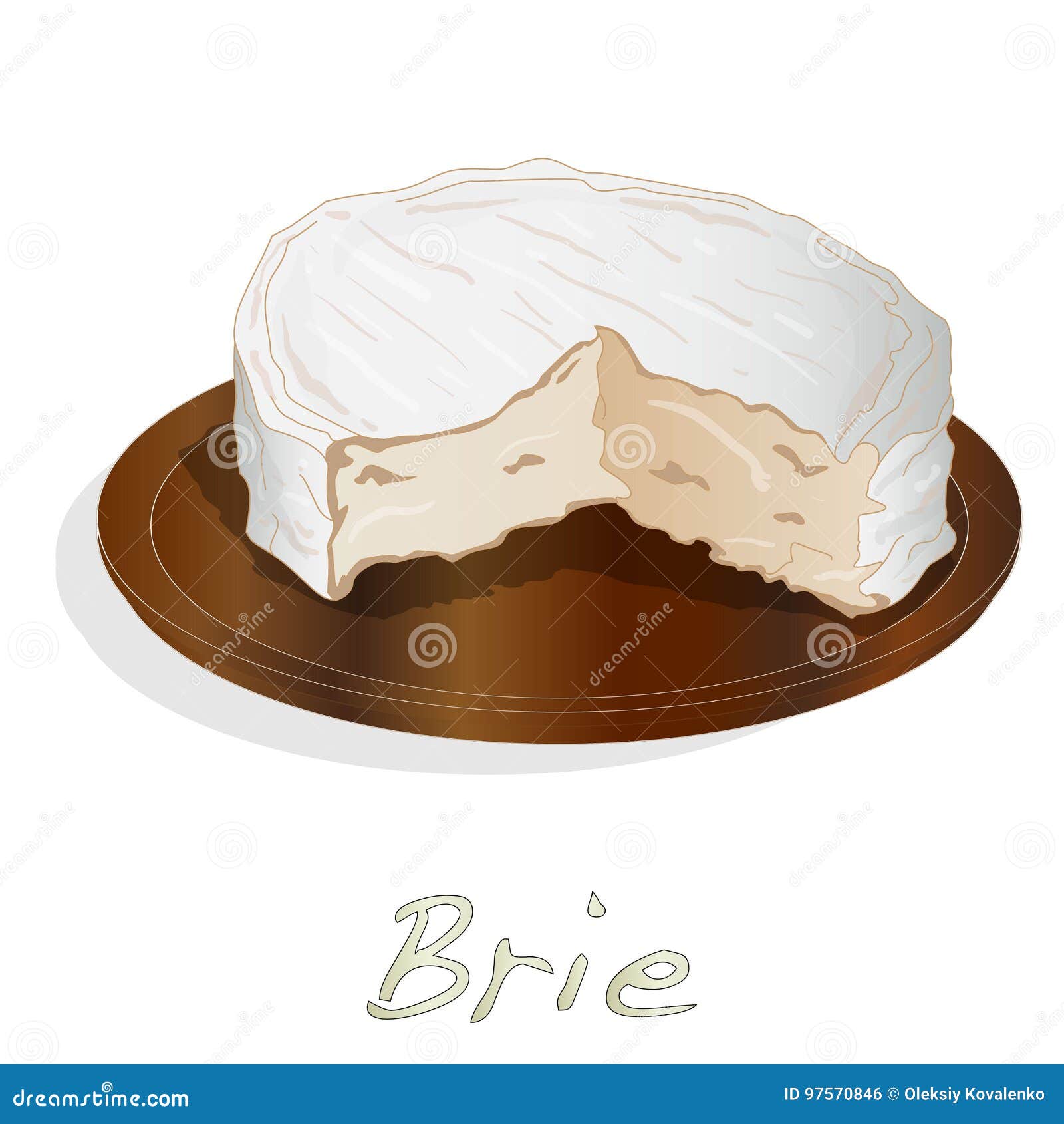 Brie Cheese Vector Isolated Stock Vector - Illustration of snack ...