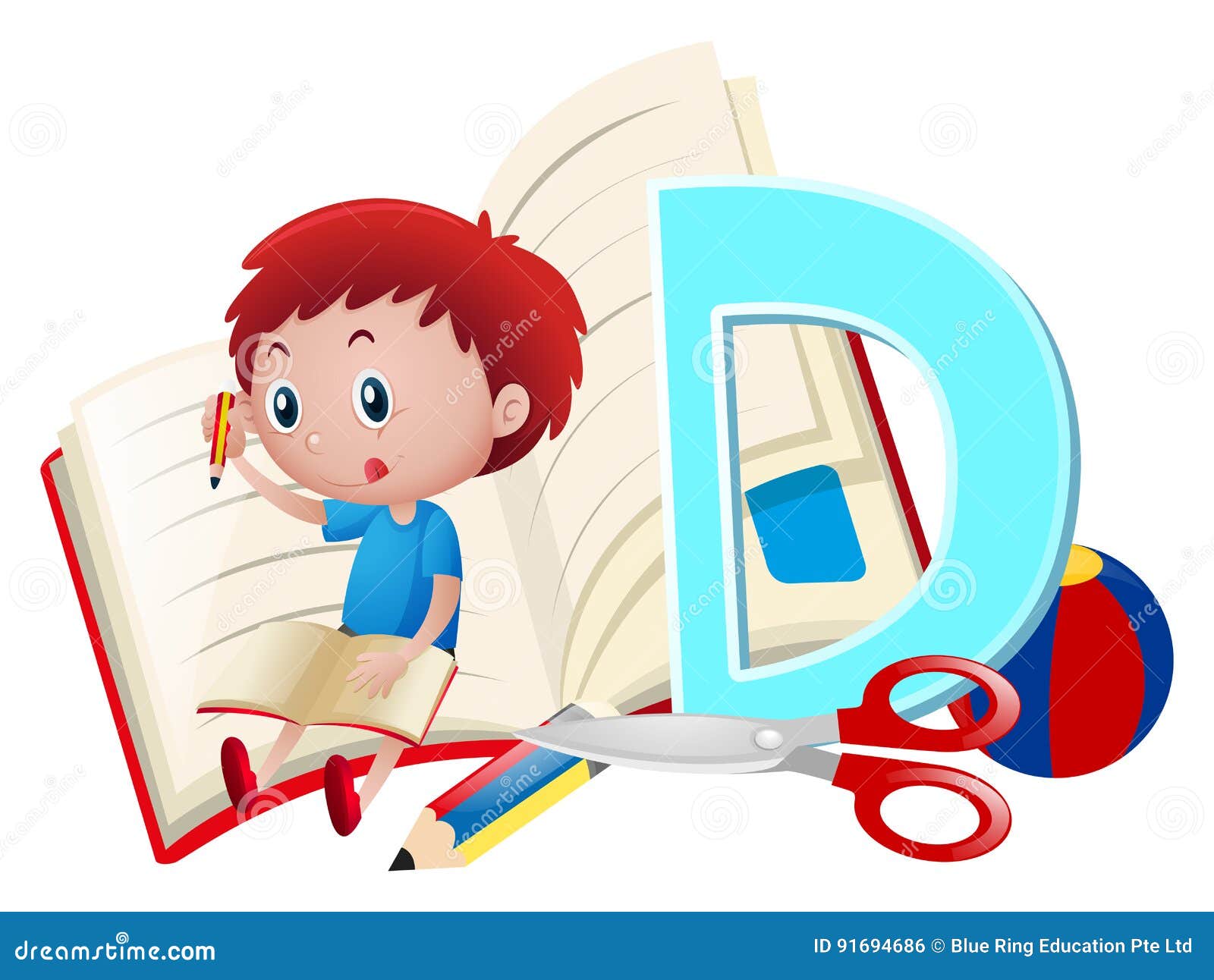Brief D En Jongen Het Schrijven Vector Illustratie - Illustration of ...