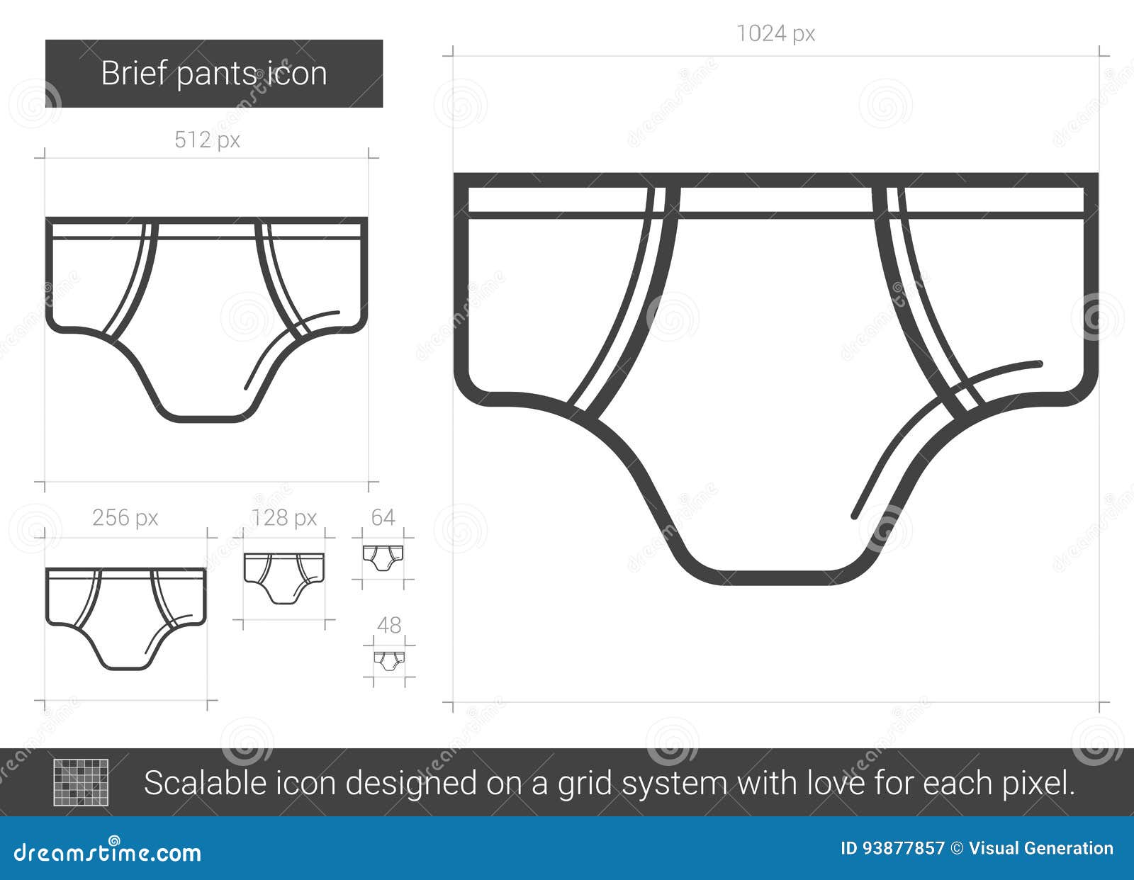 Brief pants line icon. stock vector. Illustration of thin - 93877857