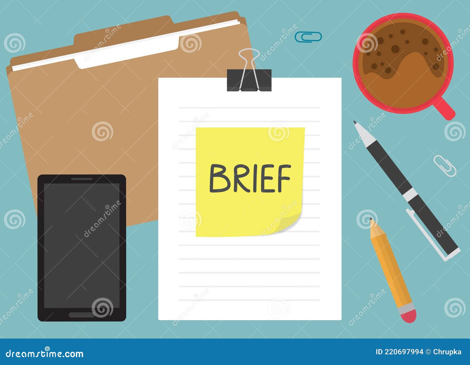Brief Written on Yellow Sticky Note Stock Vector - Illustration of ...