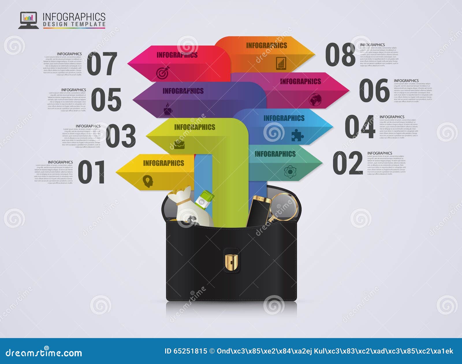 Briefcase with Arrows. Infographic Design Template Stock Vector ...