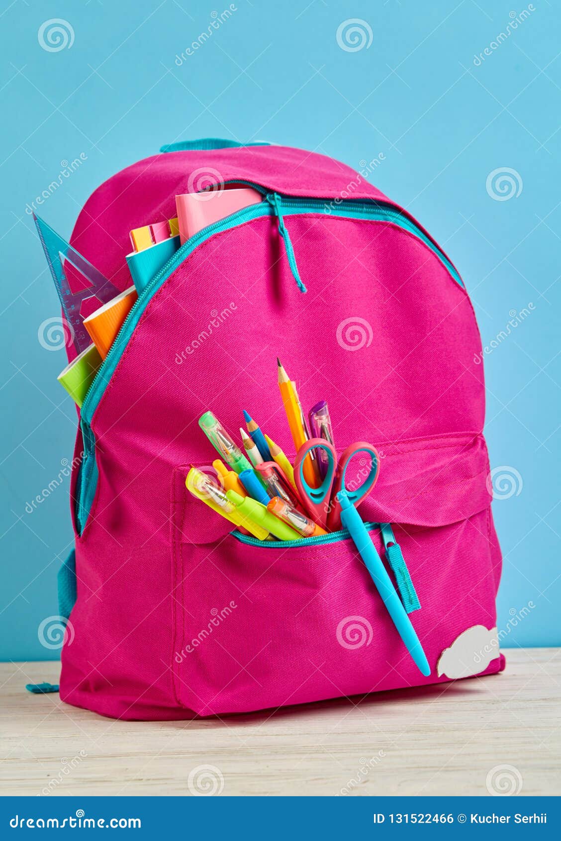A Briefcase with a Bright Stationery for the Student Stock Photo ...