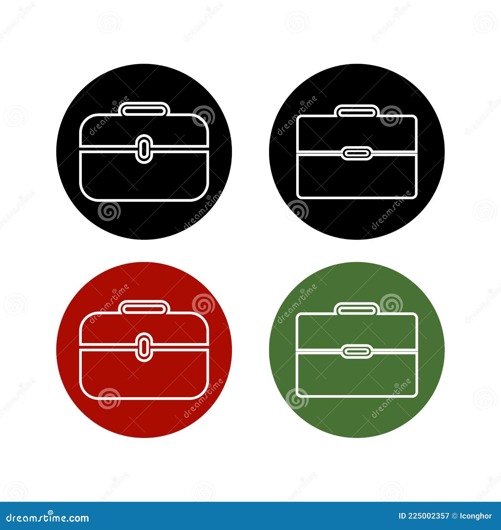 Briefcase Button icon set. stock vector. Illustration of silhouette ...