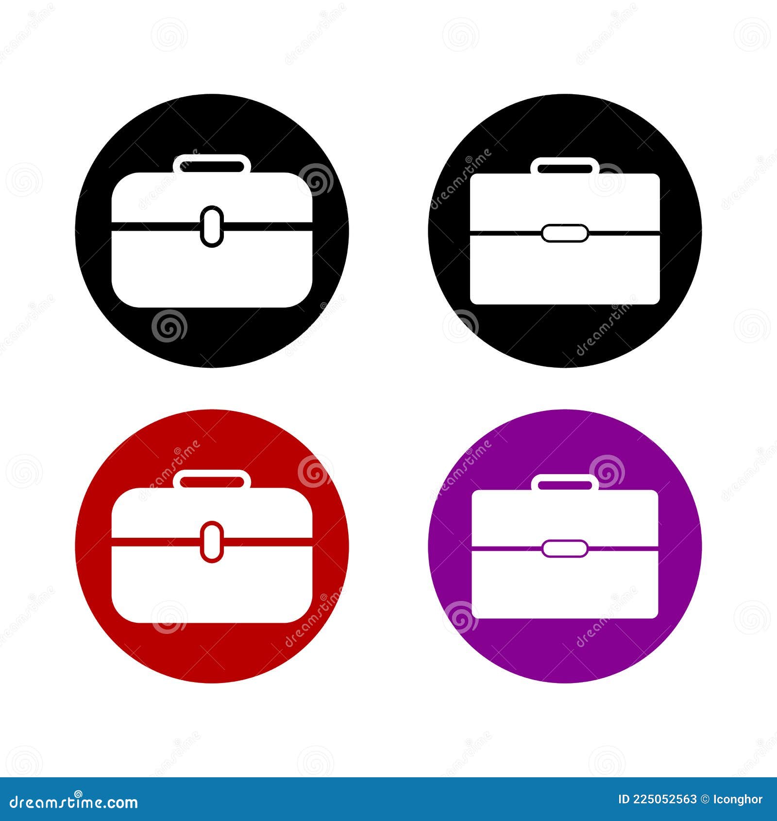 Briefcase Button icon set. stock vector. Illustration of silhouette ...