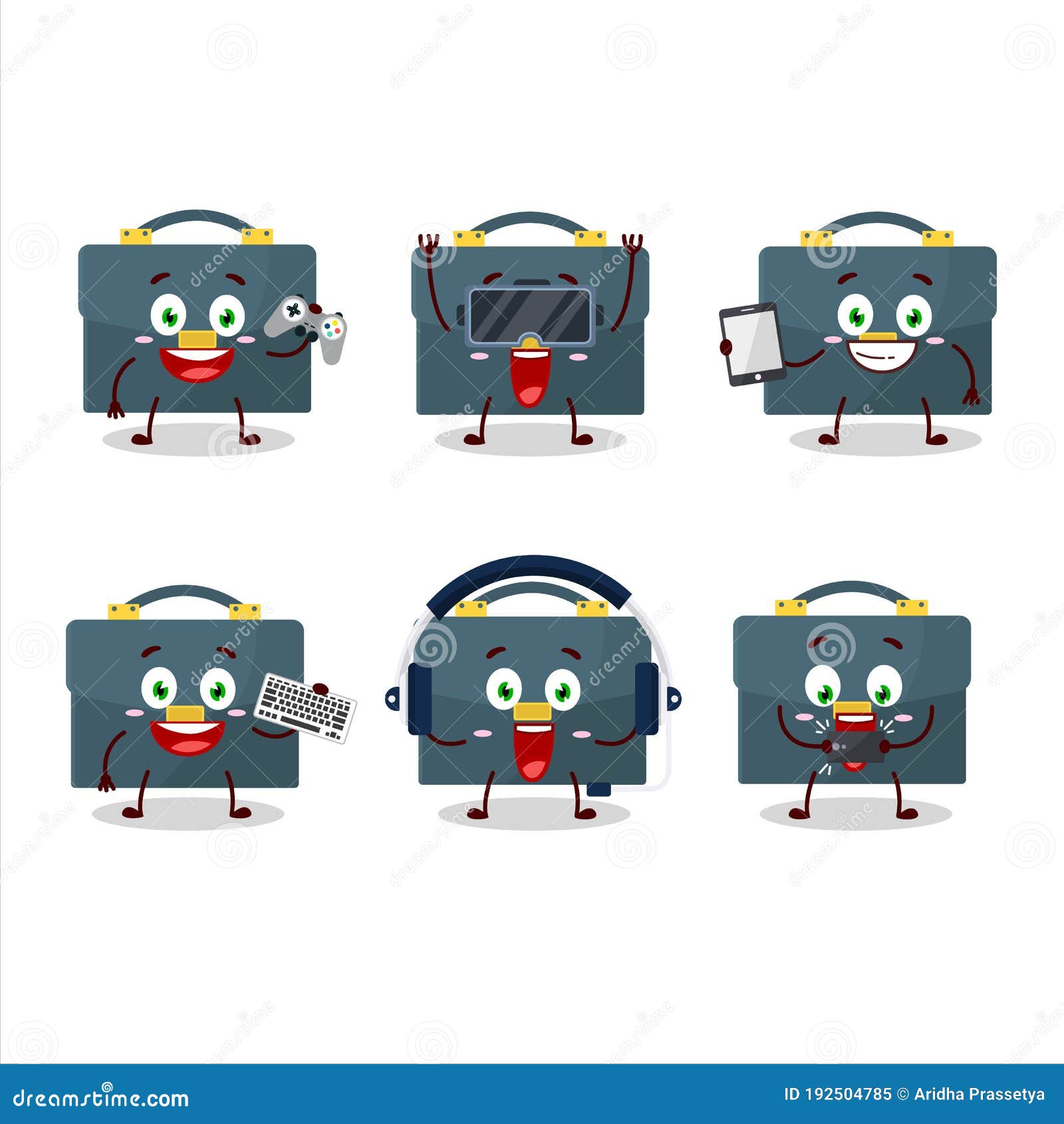 Briefcase Cartoon Character are Playing Games with Various Cute ...