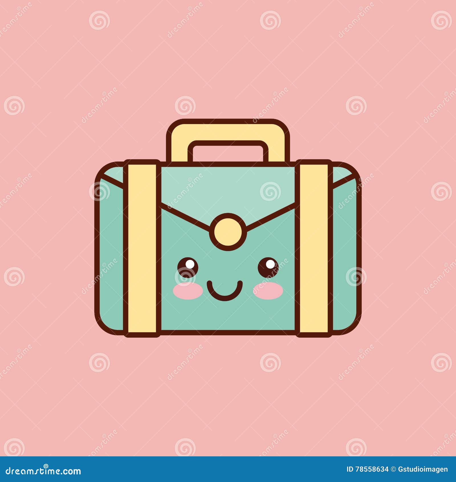 Briefcase Character Kawaii Style Stock Illustration - Illustration of ...