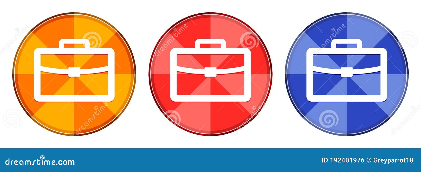 Briefcase Icon Burst Light Round Button Set Illustration Stock Vector ...