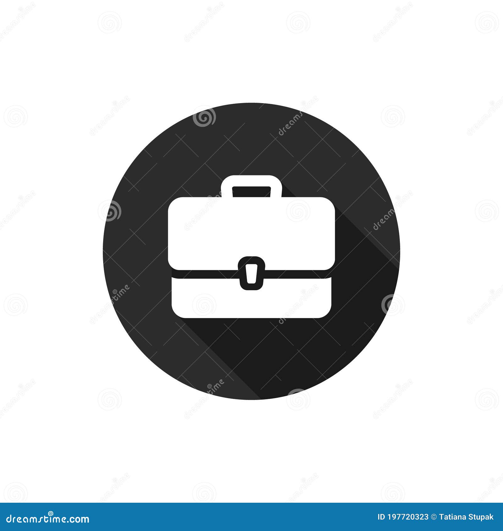 Briefcase Icon in Round. Vector Isolated Case Symbol in Flat Style ...