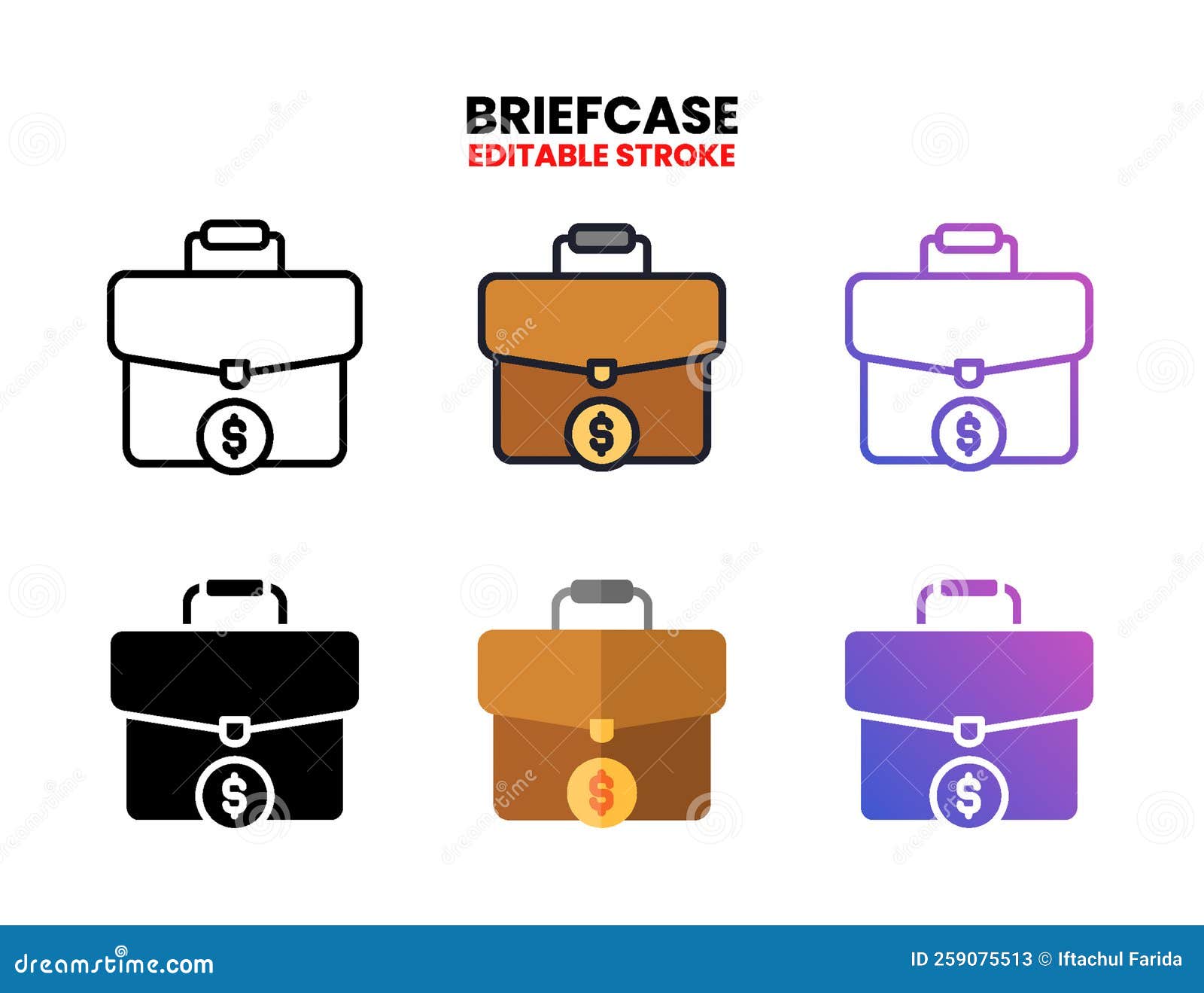 Briefcase Icon Set with Different Styles. Stock Vector - Illustration ...