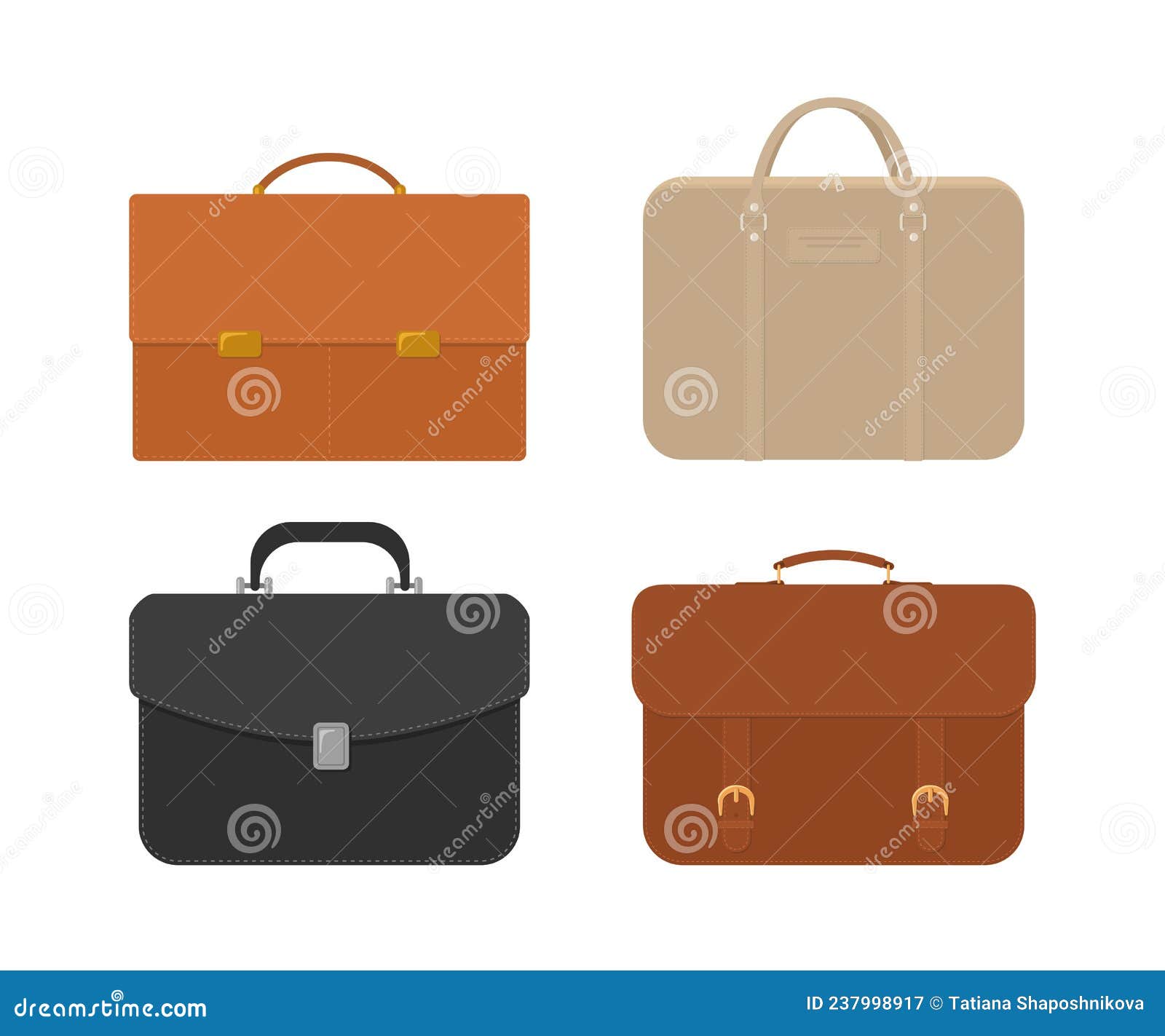 Briefcase Isolated on White Background. Cartoon Flat Style Stock Vector ...