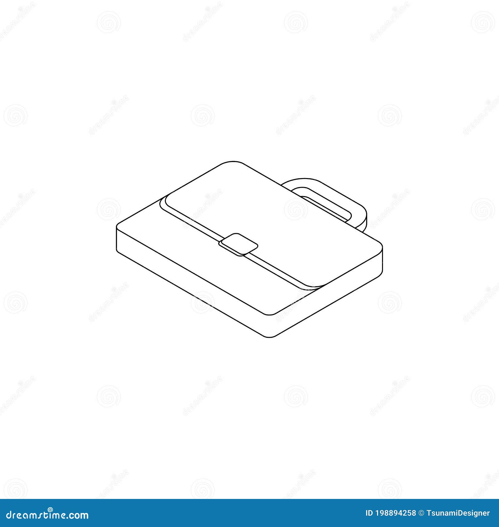 Briefcase Left View Black Outline Icon Vector Isometric Stock Vector ...