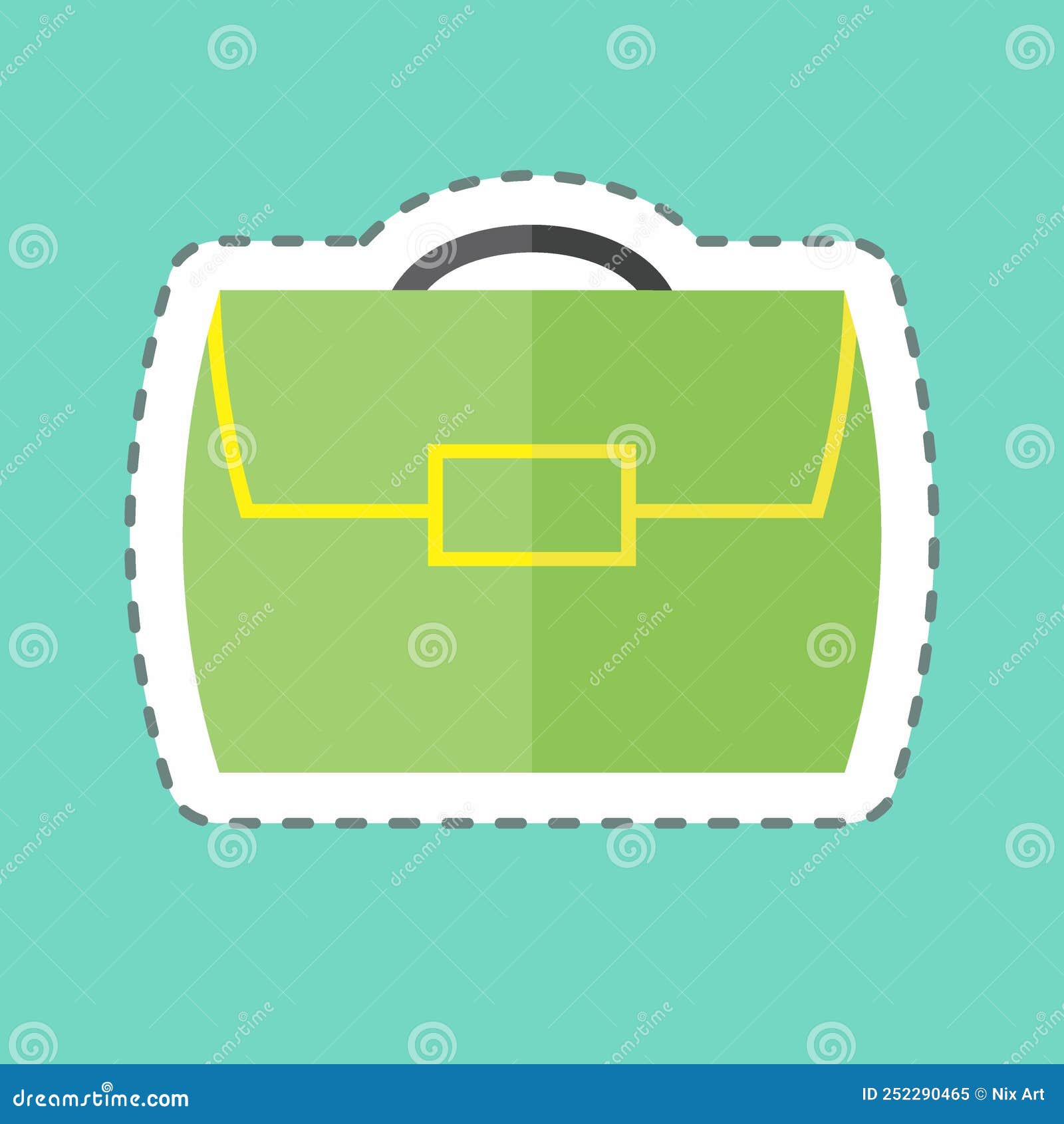 Briefcase Sticker in Trendy Line Cut Isolated on Blue Background Stock ...