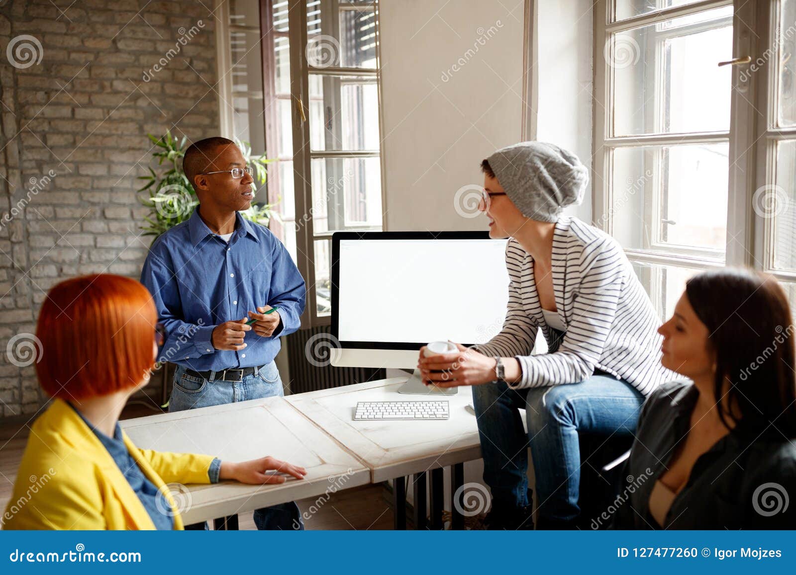Briefing in company stock photo. Image of manager, american - 127477260