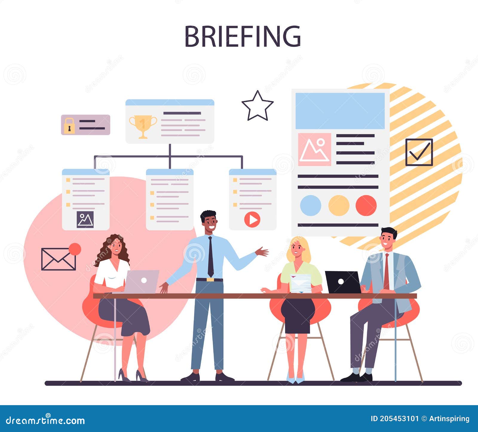 Briefing Concept. Business Meeting or Presentation Stock Vector ...