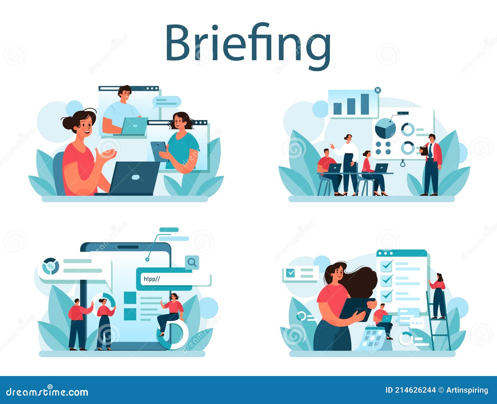 Briefing Concept Set. Business People in Front of Co-workers with a ...