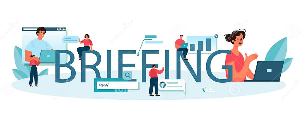 Briefing Typographic Header. Business People in Front of Co-workers ...