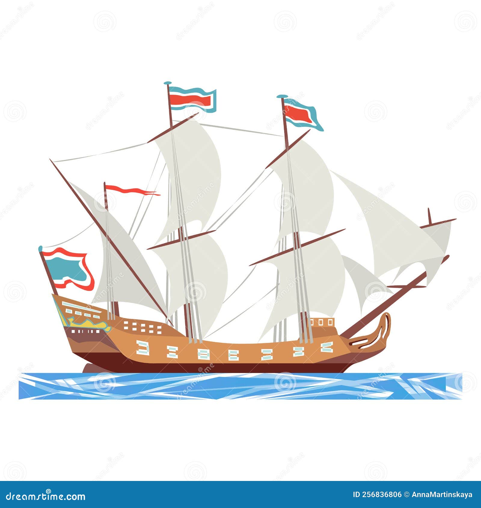 Brig Ship. Vector Illustration on White Background Stock Vector ...