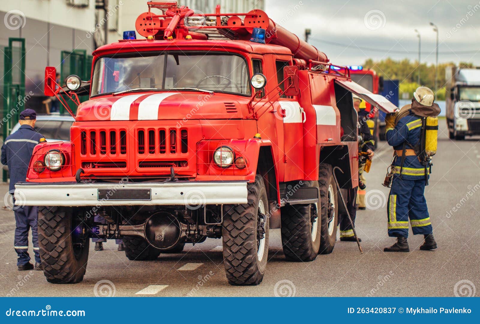 A Brigade of Firefighters Deploys Equipment for Tasks Stock Image ...