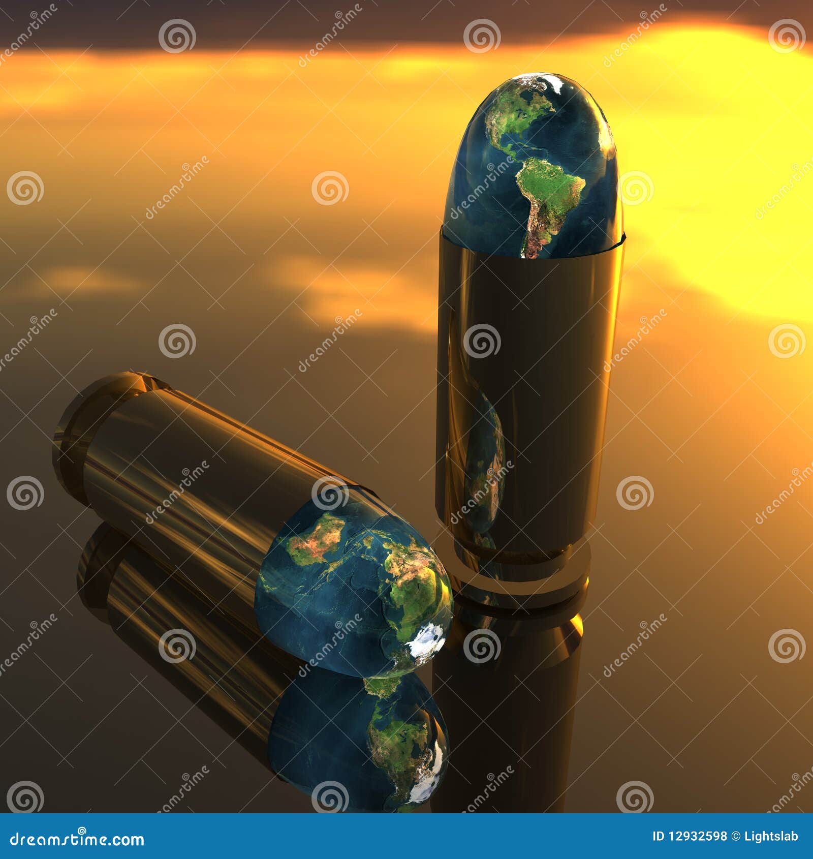 Bright 3D golden bullet stock illustration. Illustration of bullet ...
