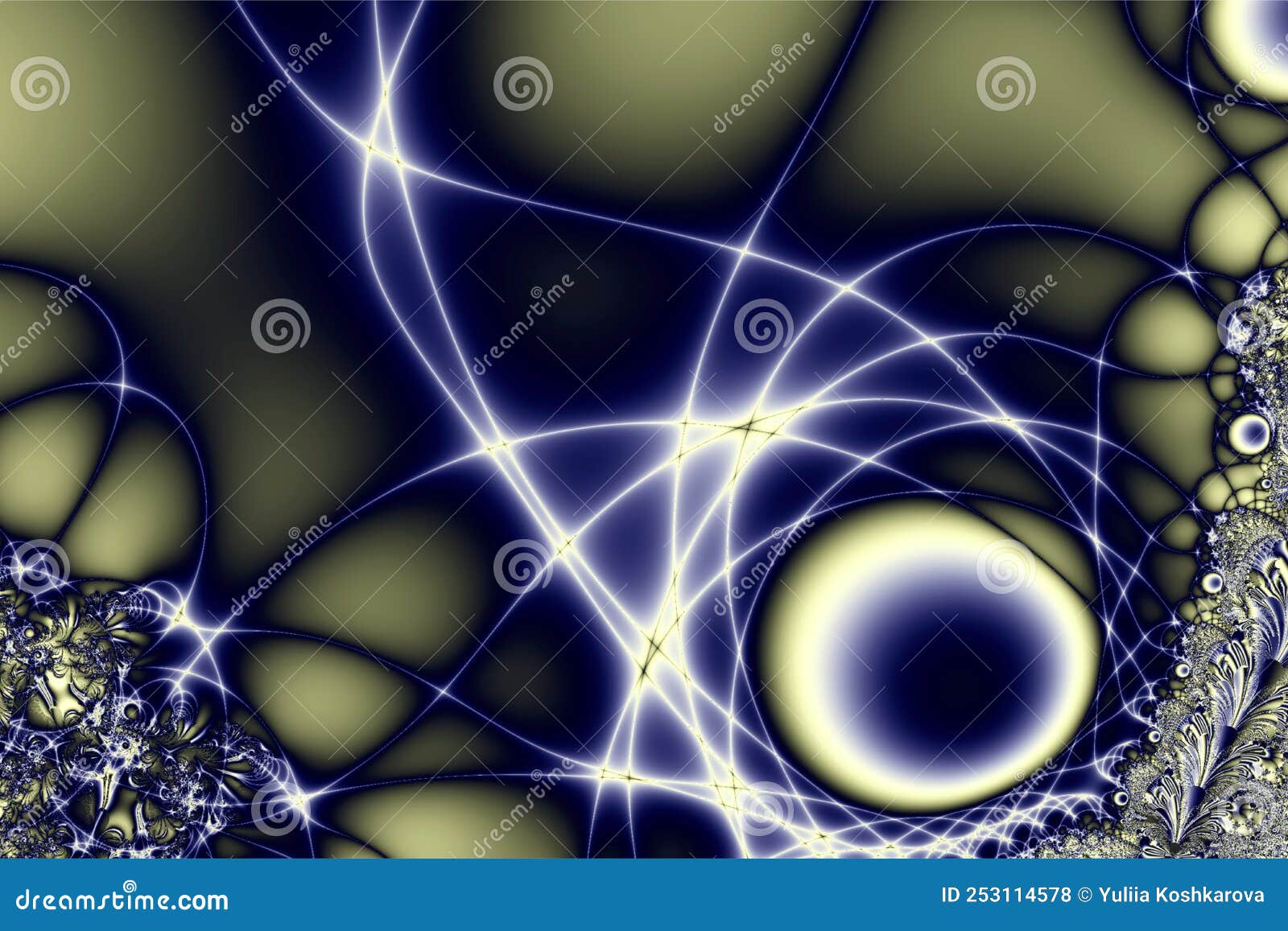 Bright Abstract Blue-yellow Pattern from Lines of Weaves and Flowers ...