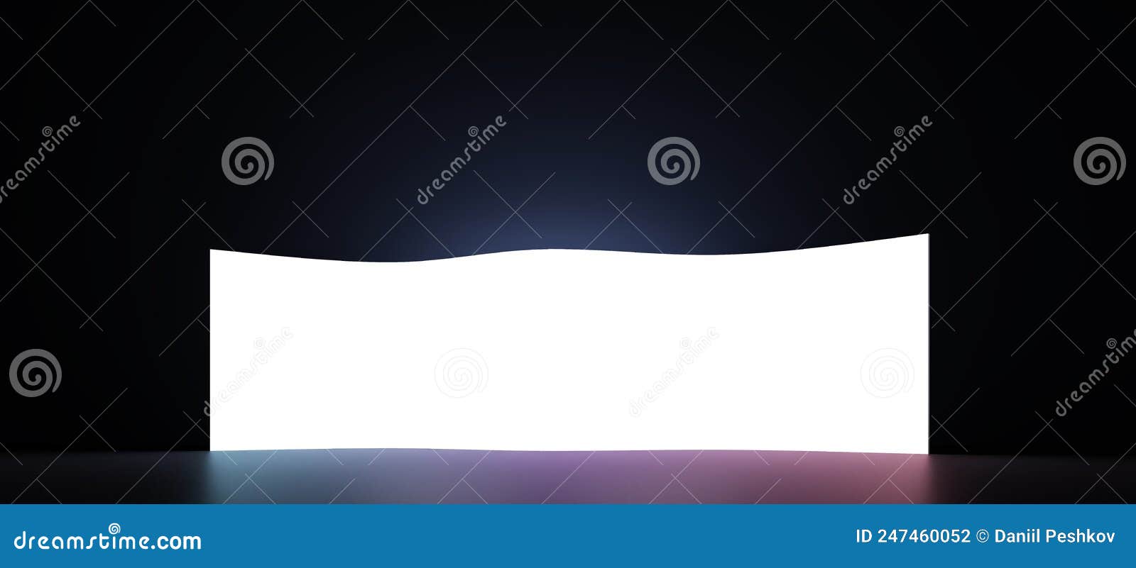 Bright Abstract Empty Glowing White Screen in Dark Interior. Gallery ...