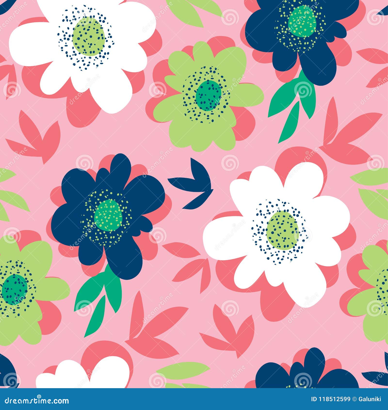 Bright Abstract Flower Seamless Pattern Stock Illustration ...