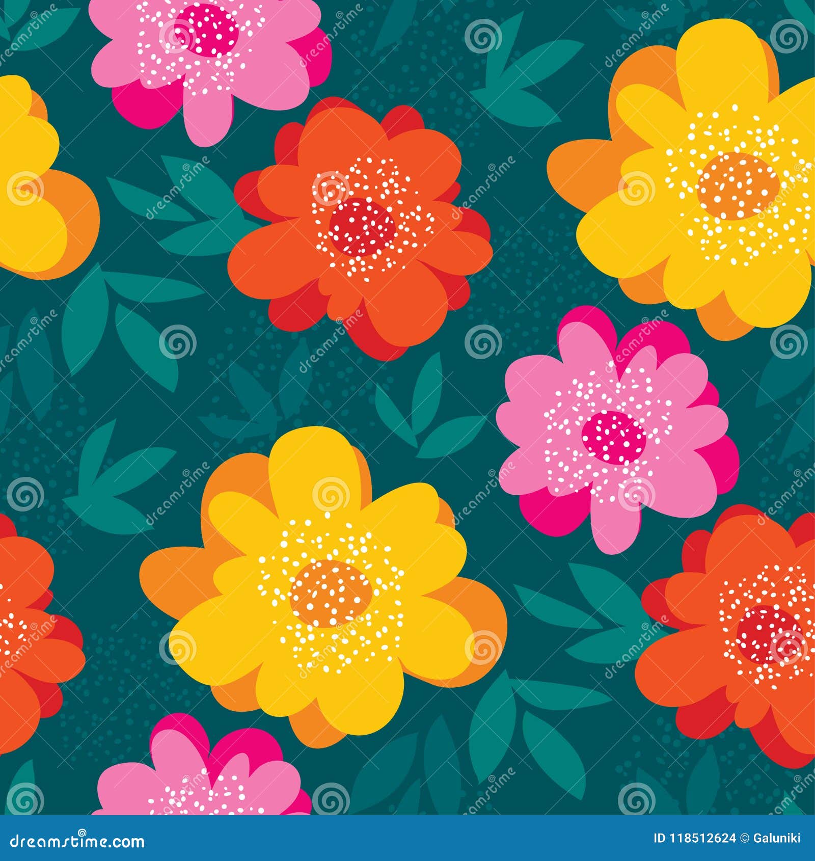 Bright Abstract Flower Seamless Pattern Stock Vector - Illustration of ...